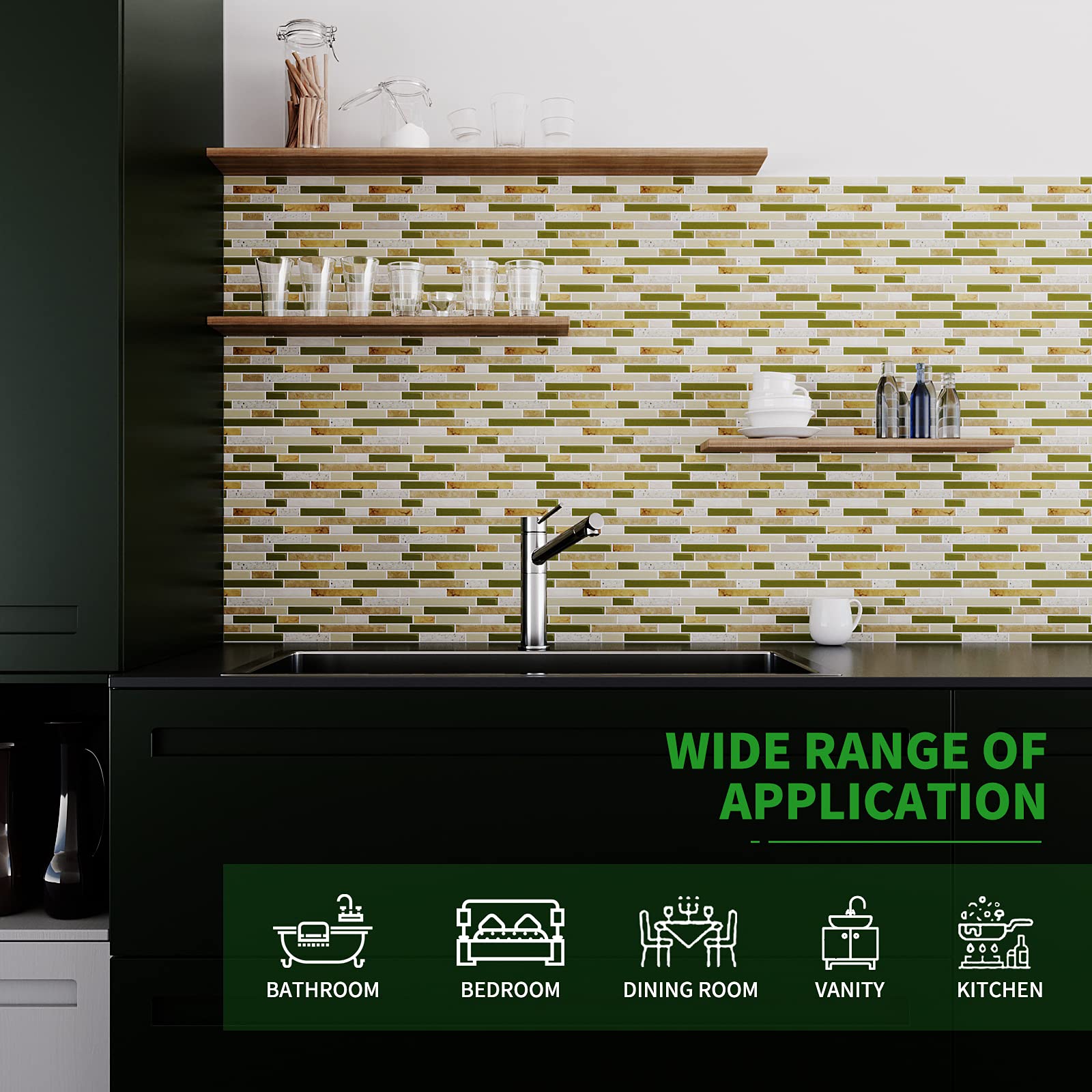 LONGKING 10-Sheet Self-Adhesive Peel and Stick Backsplash for Kitchen ...