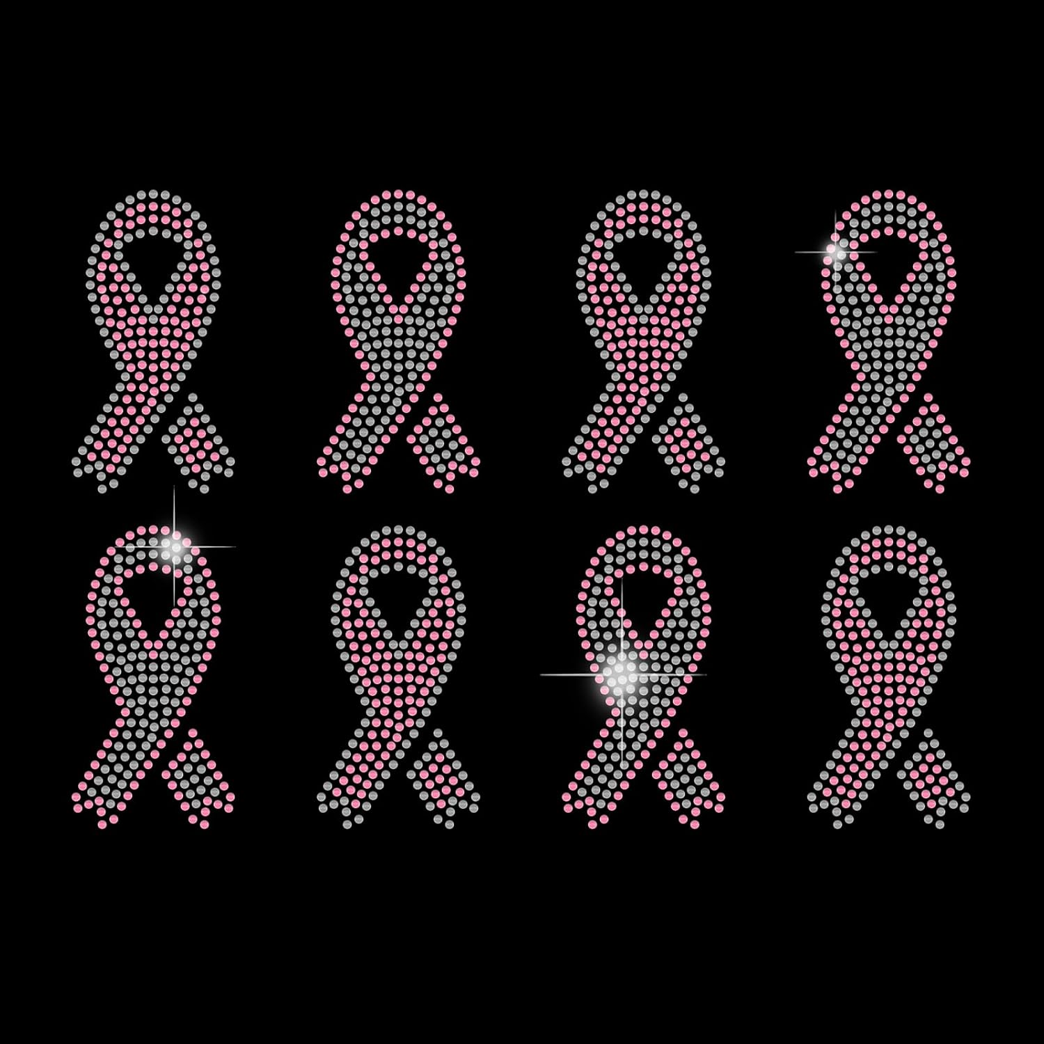 Amazon.com: SUPERDANT 8pcs Iron on Rhinestone Pink Ribbons Heat ...