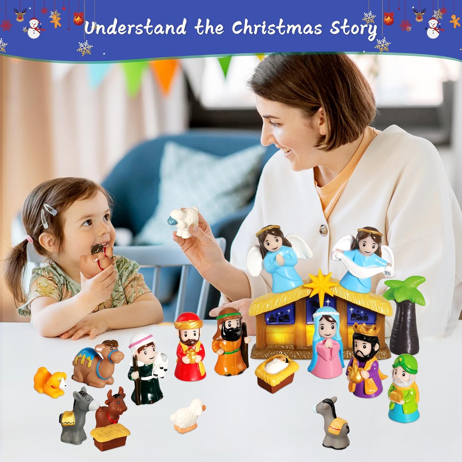 Kids Nativity Set with Light 25 Pcs, Litter Nativity Australia | Ubuy