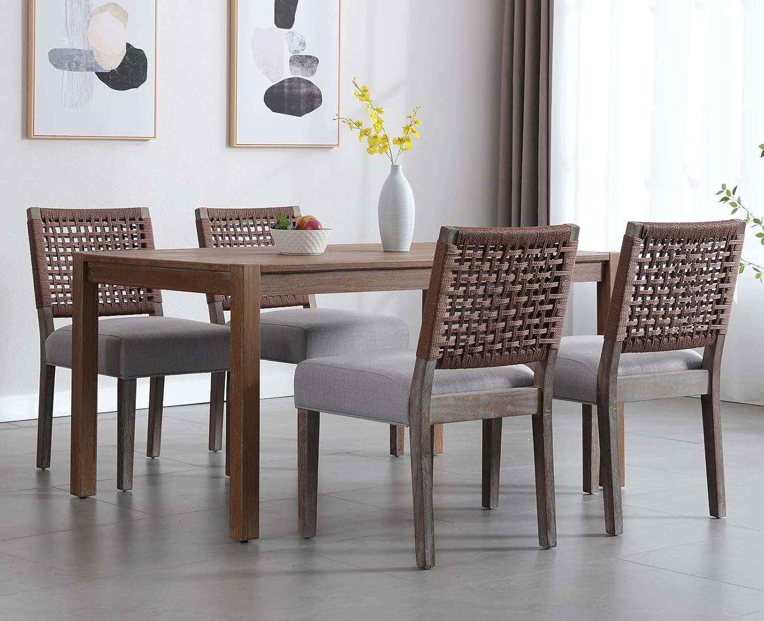Amazon.com - Kmax Modern Farmhouse Dining Chairs Set of 4, Rustic ...