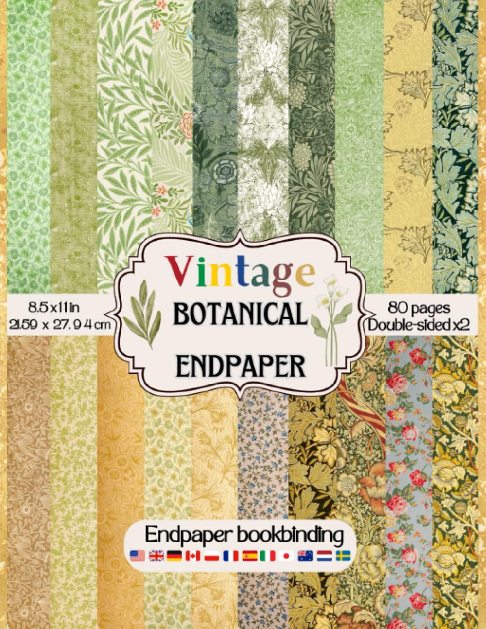 Vintage Botanical Endpaper: Collection of 40 decorative double sided ...