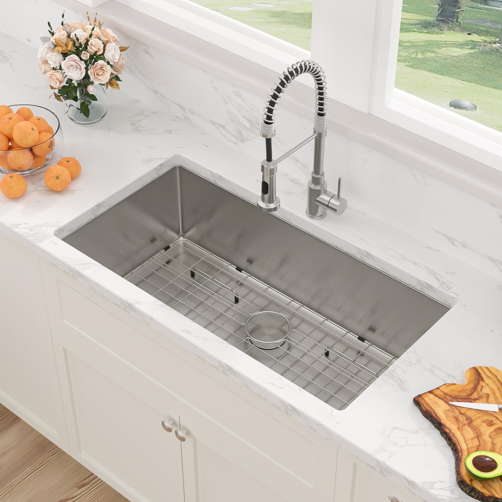 Sarlai 36 Inch Undermount Kitchen Sink - 36 x19 Kitchen Sink Extra ...