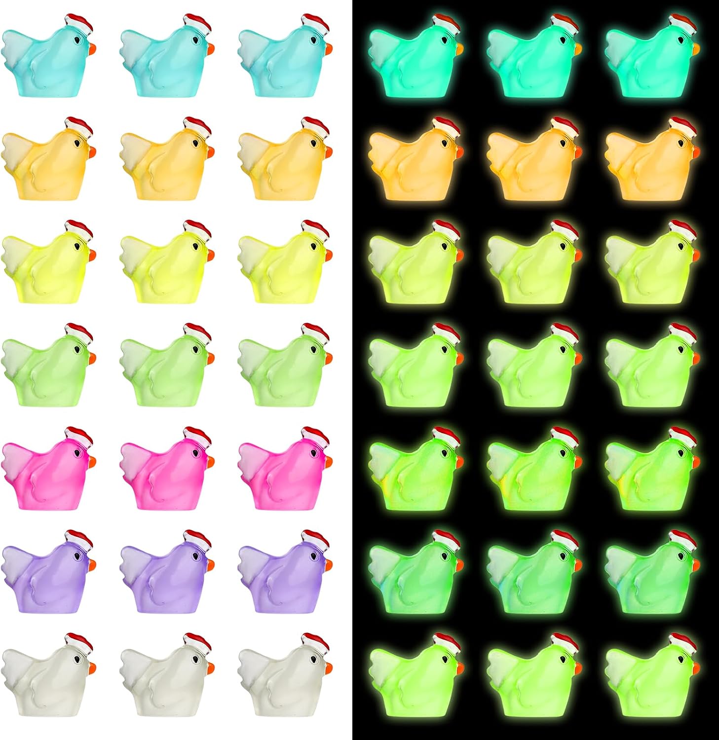 Amazon.com: 50 Pcs Mini Resin Chicken Luminous Miniature Figurines Glow ...