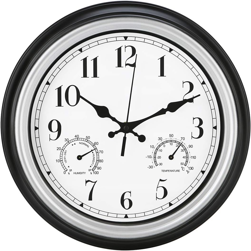 Amazon.com: Navaris Waterproof Outdoor Clock - 12 inch Large Outdoor ...