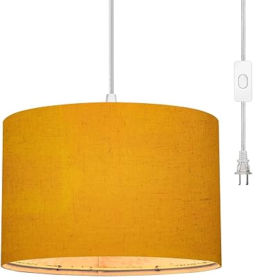 BAISTSAELER Plug in Pendant Light Bright Yellow Hanging Lamp with Plug ...