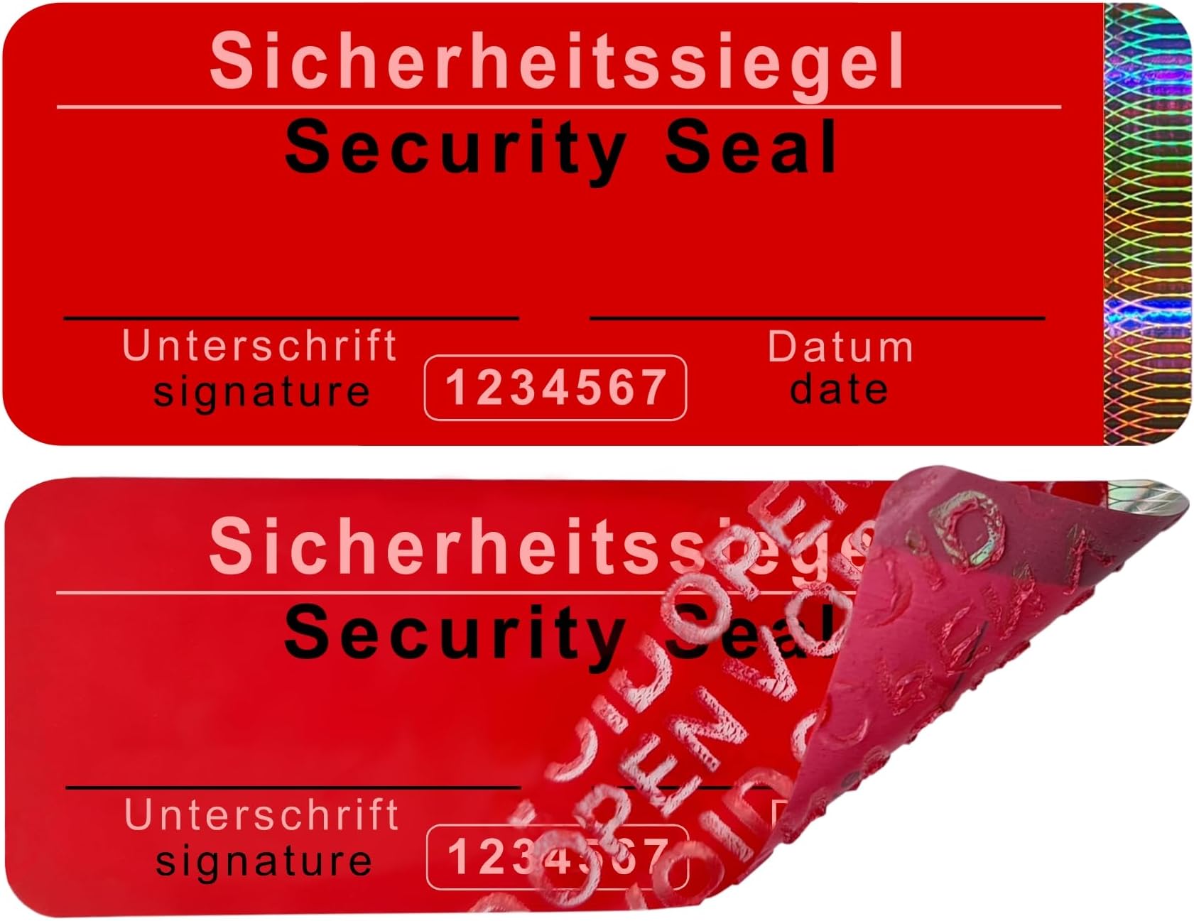 50 Stk - Sicherheits-Siegel mit Seriennummer ohne Rückstände - 70x25mm ...