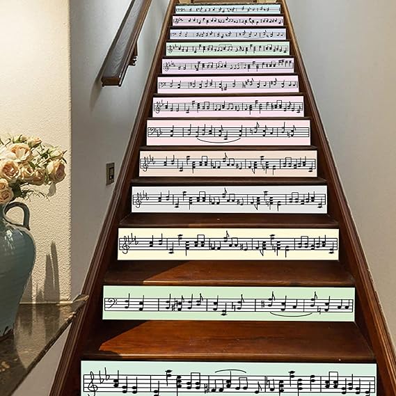 FLFK 13Pcs 3D Abstract Music Notes Elements Self-Adhesive Staircase ...