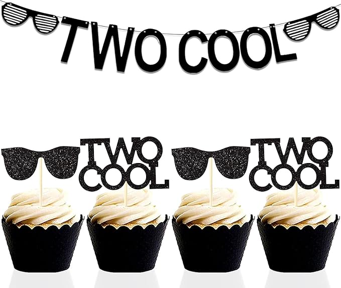 Amazon.com: LaVenty Set of 25 LaVenty Two Cool Banner Black Glittery ...