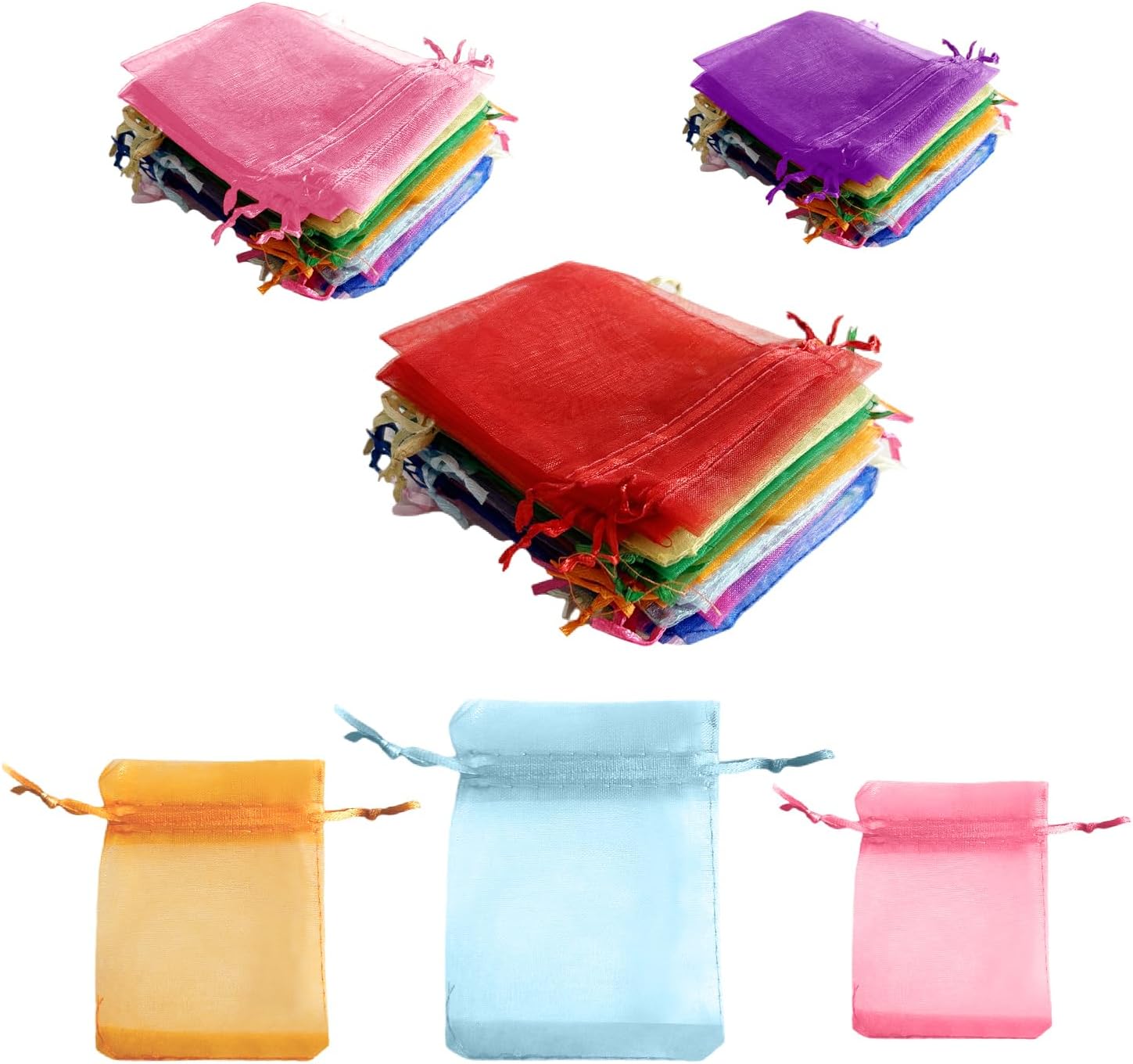 FUNCYboo 120PCS Organza Bags Jewelry Bags,Small Medium Large Organza ...
