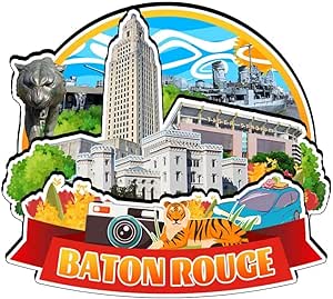 Amazon.com: Baton Rouge Louisiana USA Fridge Magnet Wooden Magnet Art ...