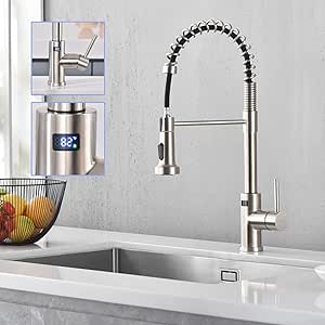 Kitchen Faucet Digital ℉ Display Sink Faucet, 19" High Arc Single ...