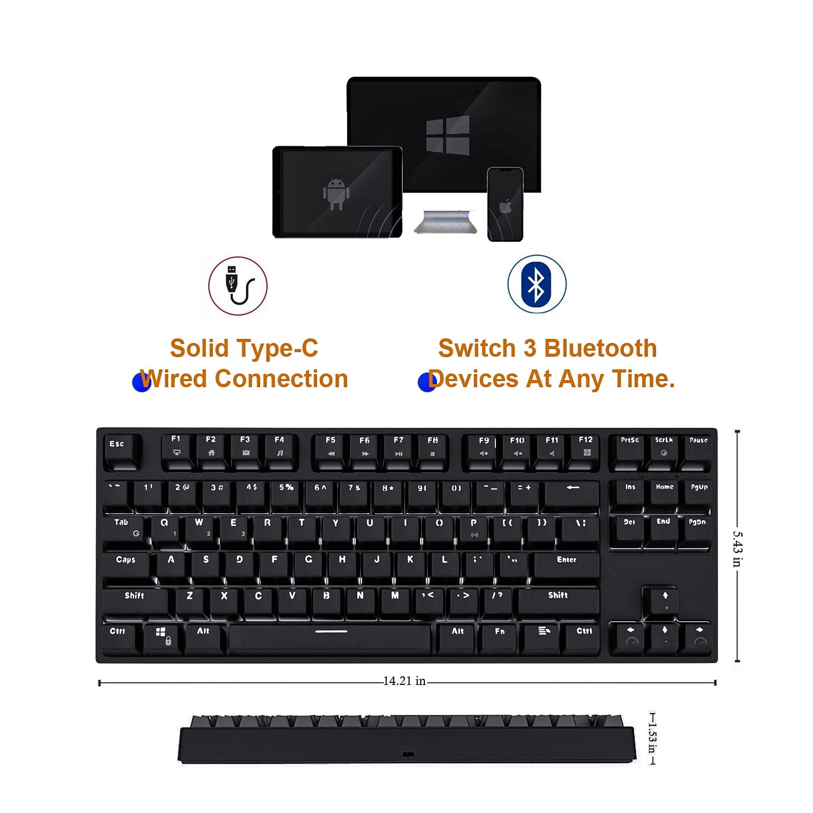 Buy RK ROYAL KLUDGE RK987 Mechanical Keyboard 87 Keys White LED ...