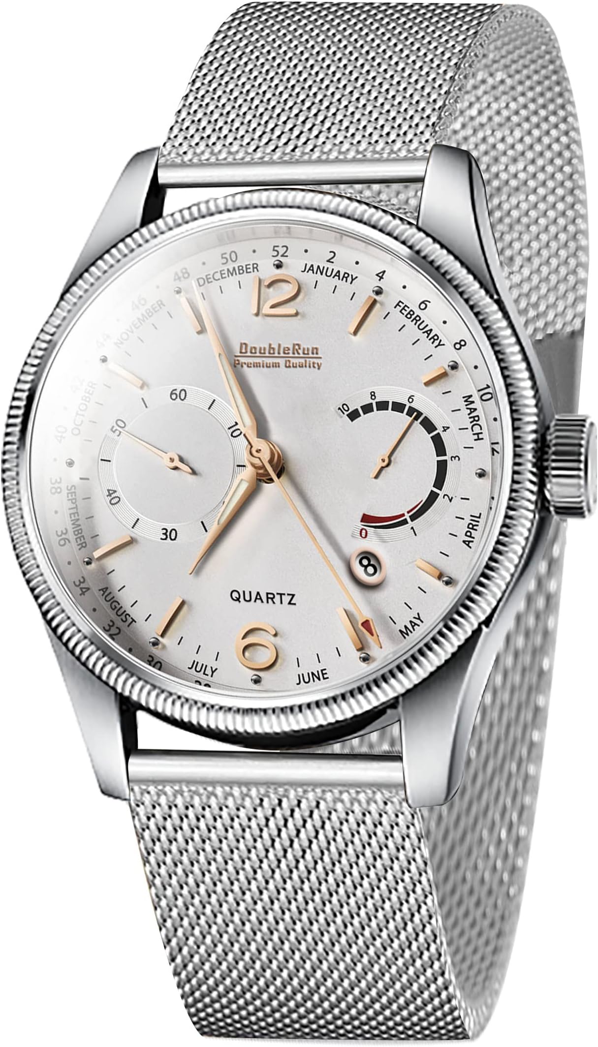 Buy DOUBLERUN 8005_3D Glass Date Display Dial Chain Belt Analog Watch ...