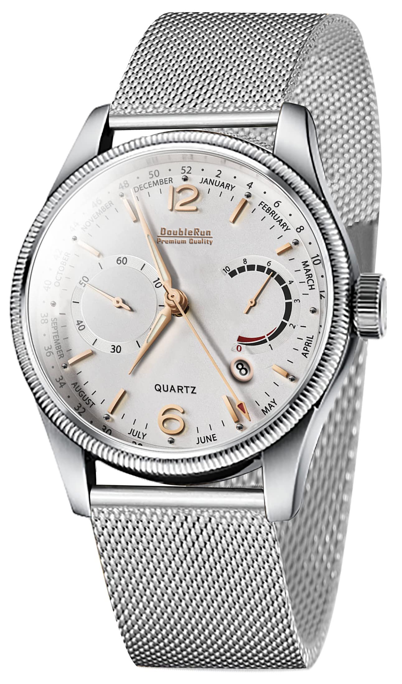 Buy DOUBLERUN 8005_3D Glass Date Display Dial Chain Belt Analog Watch ...