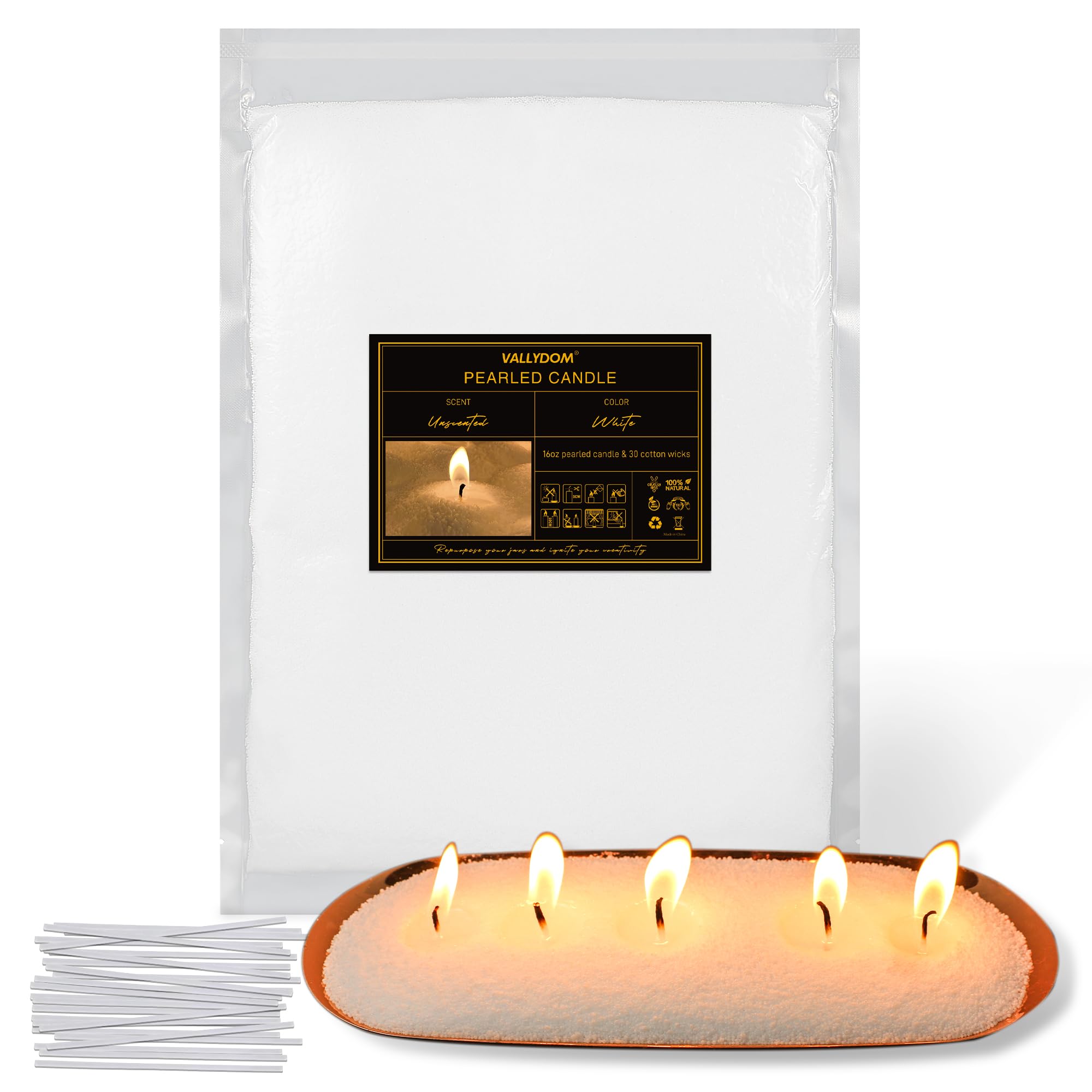 Amazon.com: VALLYDOM Pearled Candle 16oz/ 1lb, Unscented Pearled Candle ...