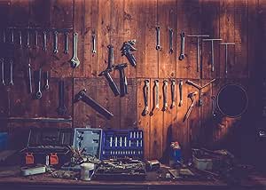 Amazon.com : CORFOTO Fabric Vintage Workshop Backdrop Old Tools Wall ...