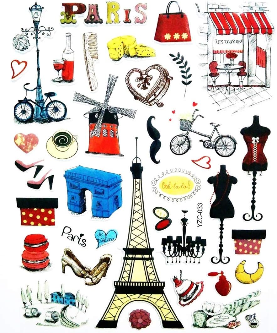 Amazon.com: PP Sticker 1 Sheet Eiffel Tower Paris France French ...
