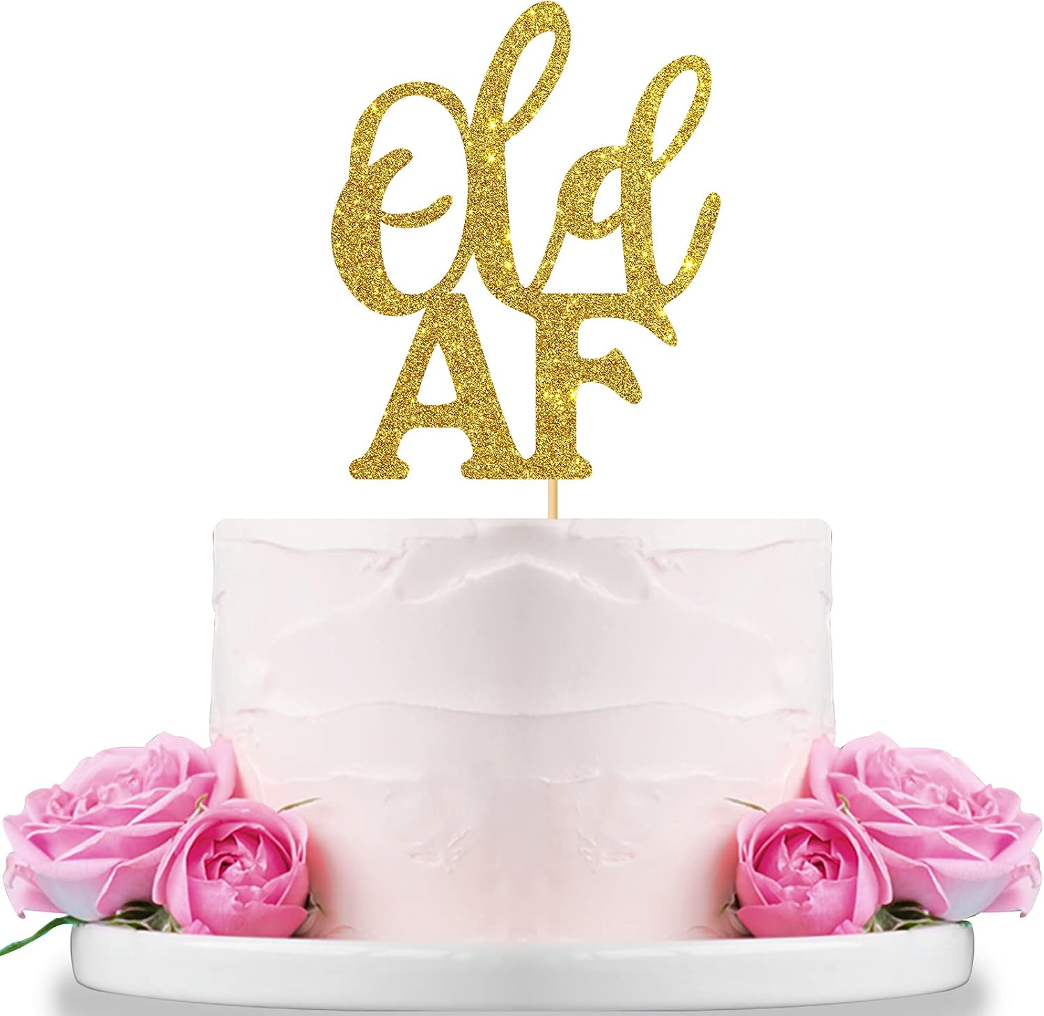 Gold Glitter Old AF Cake Topper for Milestone Birthday or Retirement ...