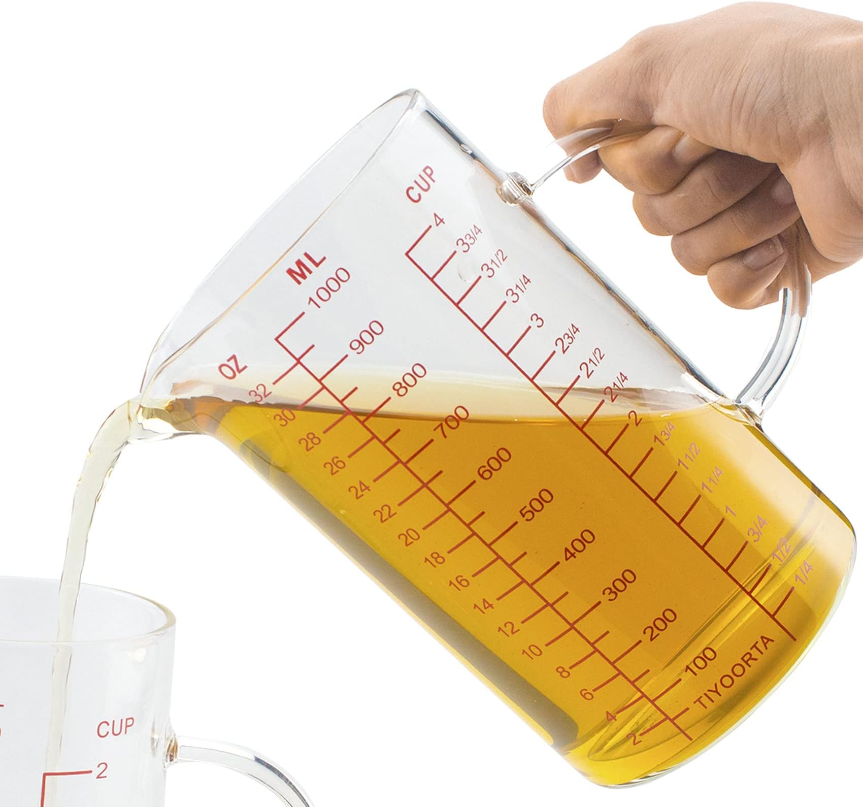 Amazon.com: Glass Measuring Cup with Lid, Glass Beaker with Handle Heat ...