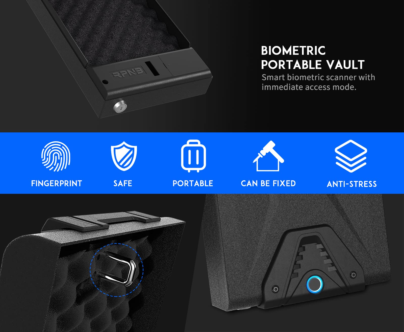 RPNB Gun Safe,California DOJ Certified,Smart Pistol Safe Quick Access ...