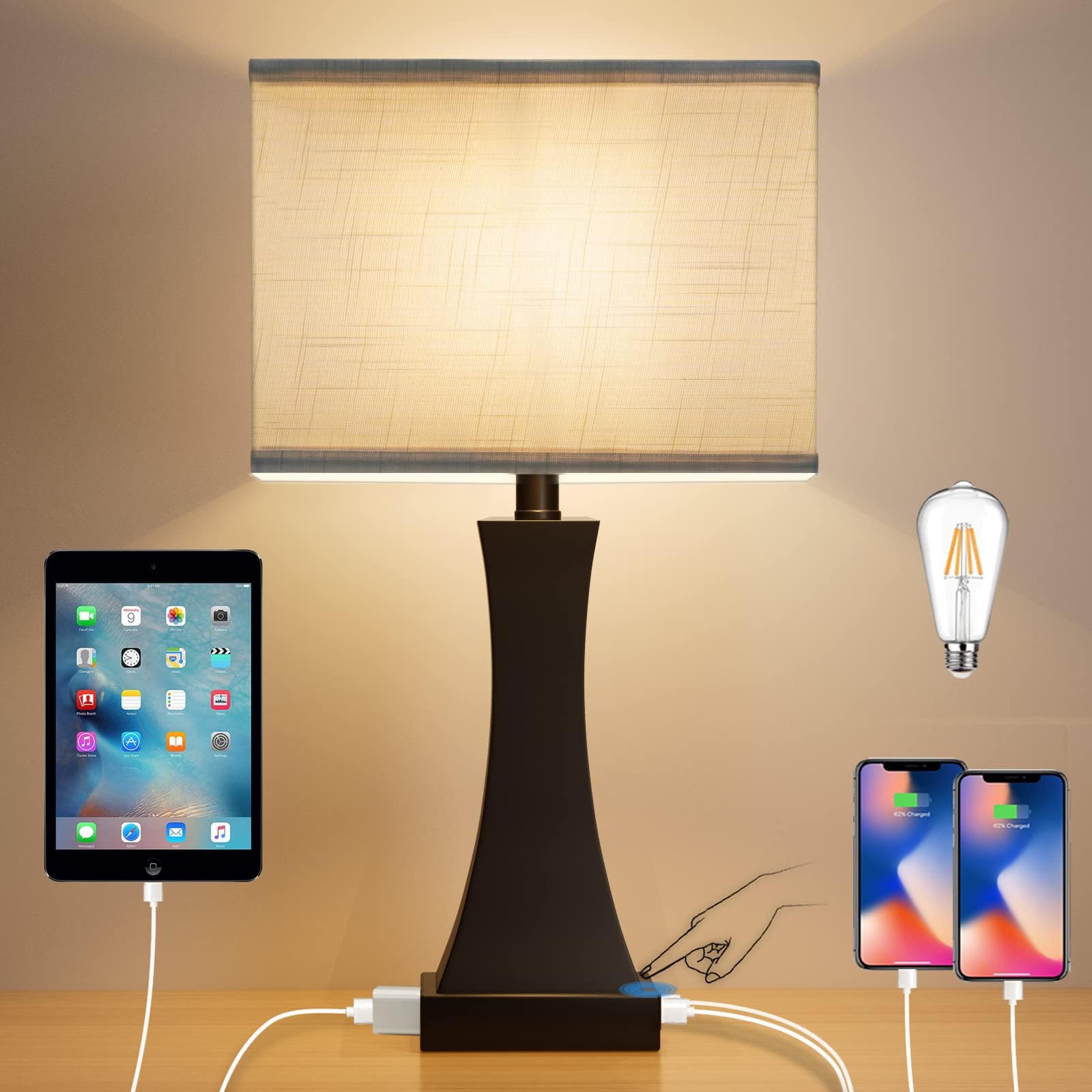 360 Lighting Buckhead Modern Accent Table Lamp with Dimmable USB and AC ...