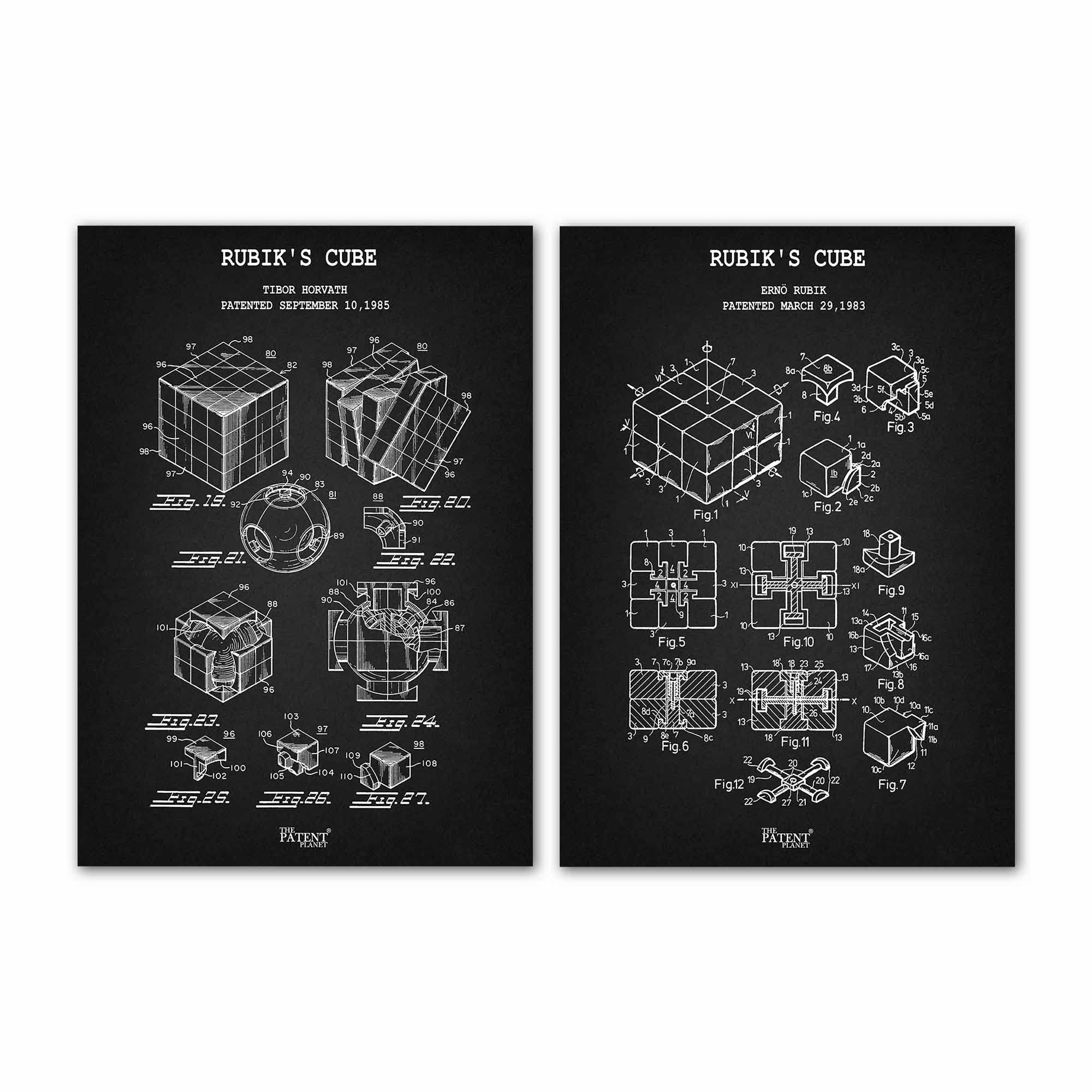 Buy The Patent Planet®, Set of 2 Rubik's Cube Patent Print, Rubik's ...
