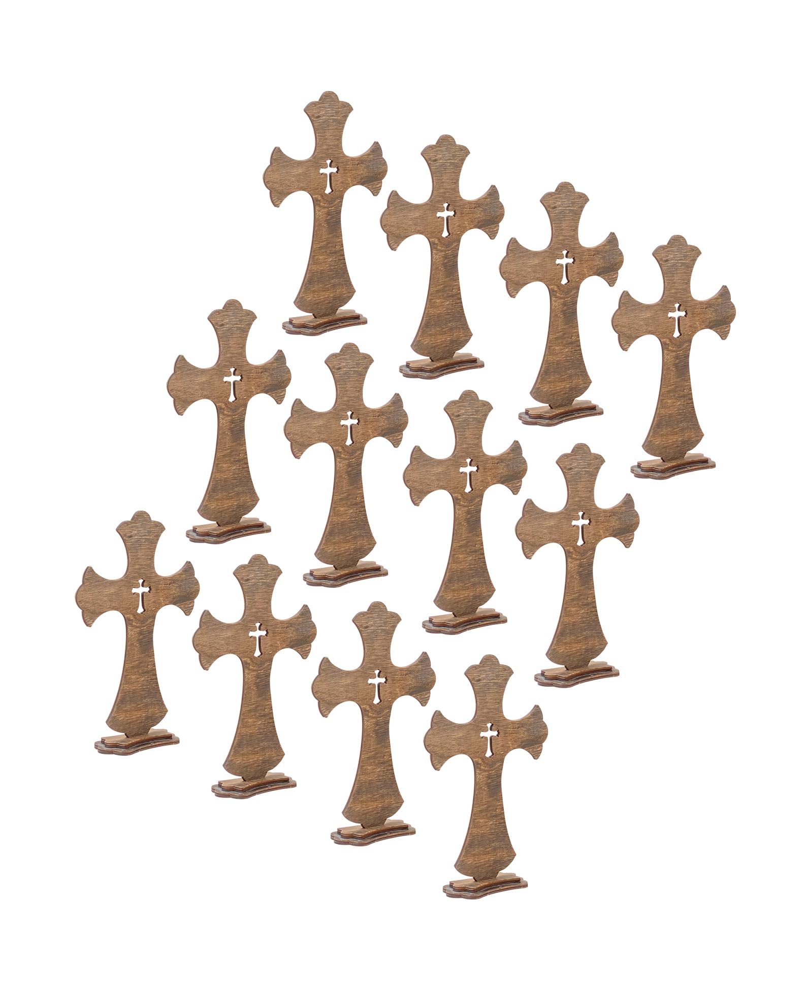 Snapklik.com : 12 Inch 12 Pack Brown Wood Crosses Torched Wooden ...