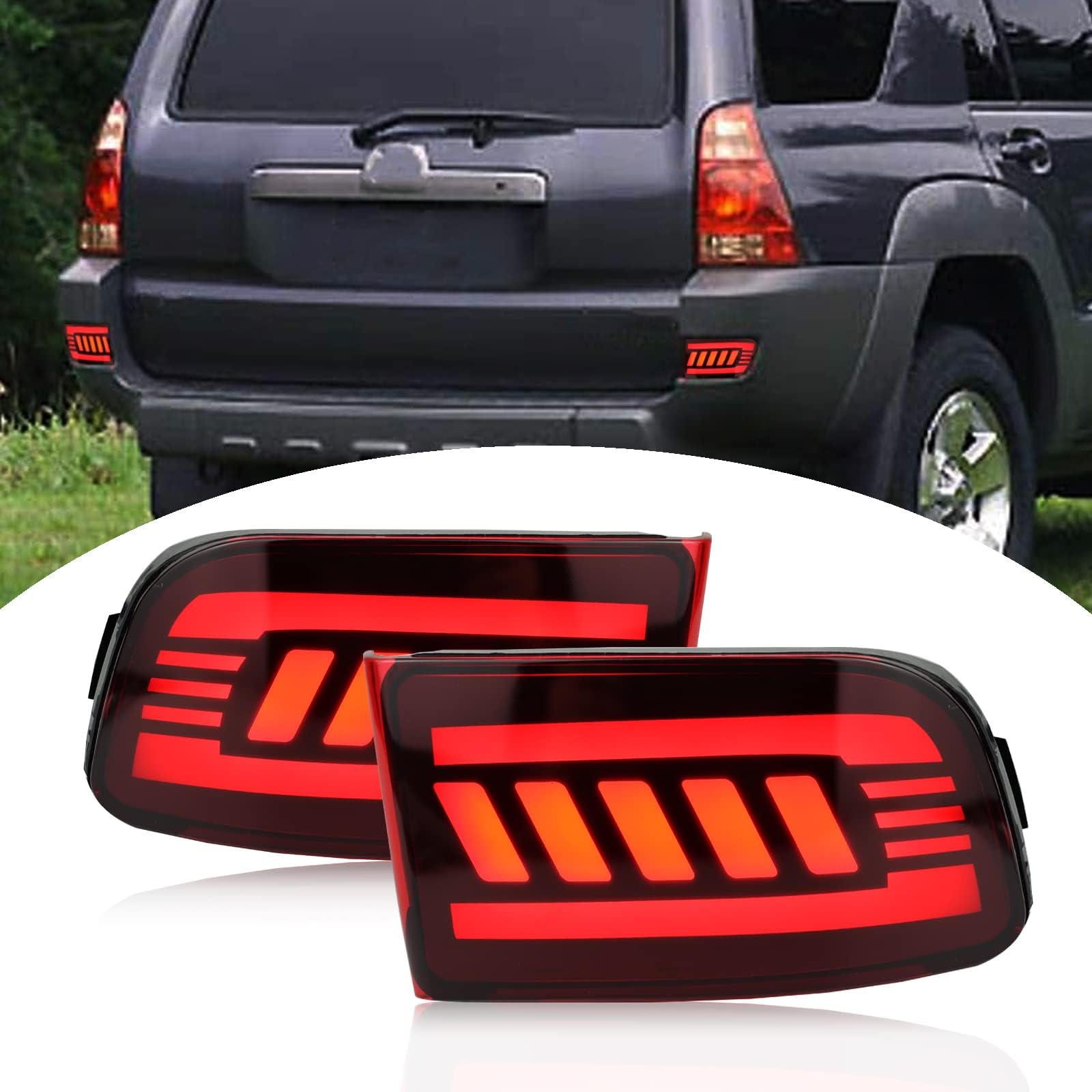 Amazon.com: BINQIGOO Red housing LED Rear Bumper Reflector Lights Fog ...