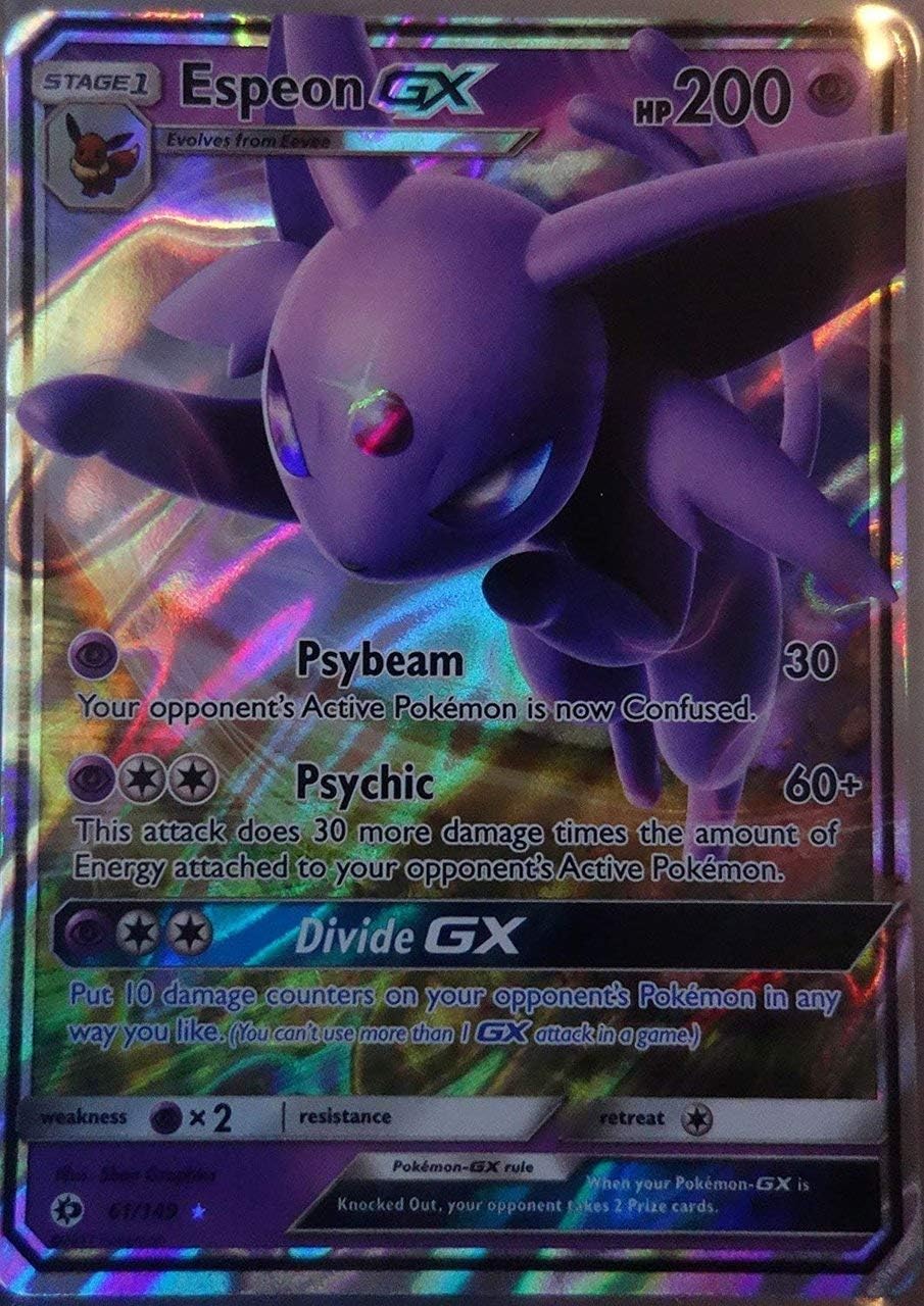 Pokemon TCG - Sun and Moon Base Set - Espeon GX (61/149) Holo : Amazon ...