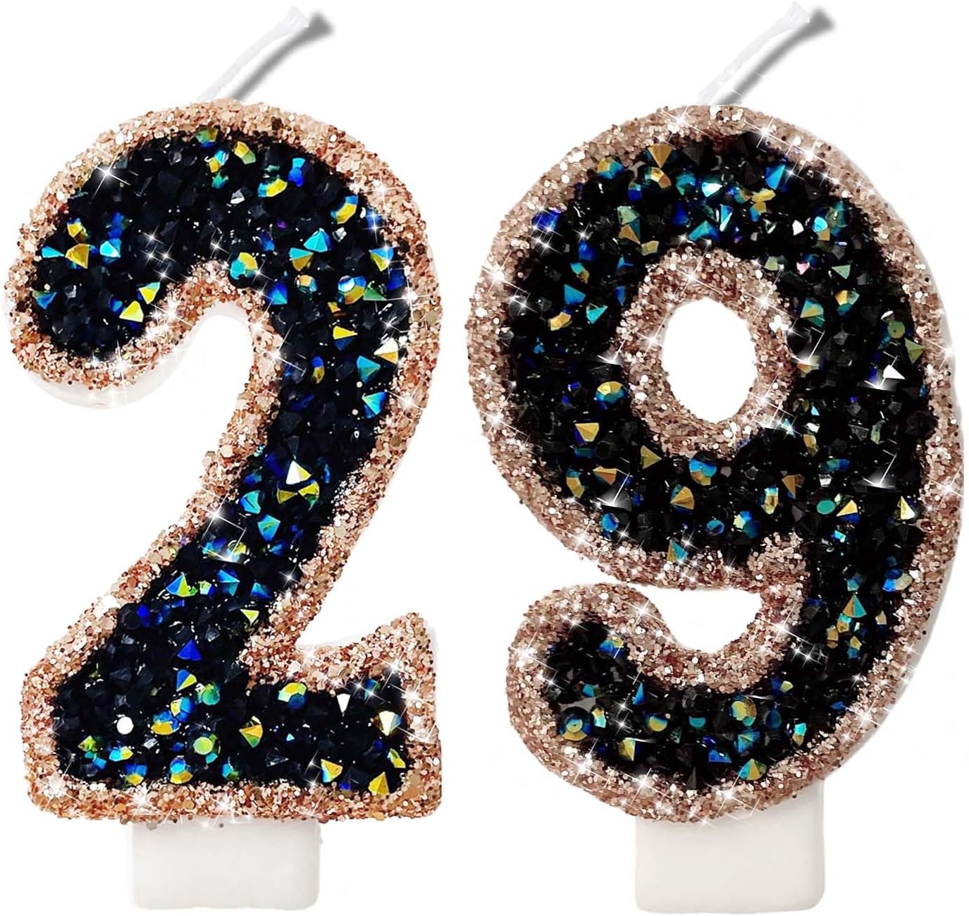 Amazon.com: 2.8" Blue Black Glitter Number Candles-Many Colors 29th ...