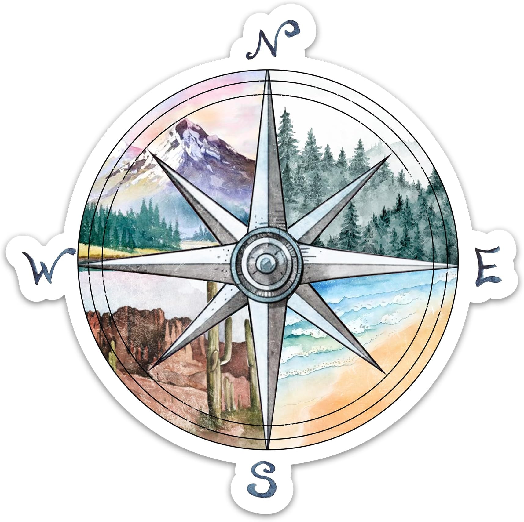 Amazon.com: (3PCs) Compass Camping Sticker, Adventure Travel Stickers ...