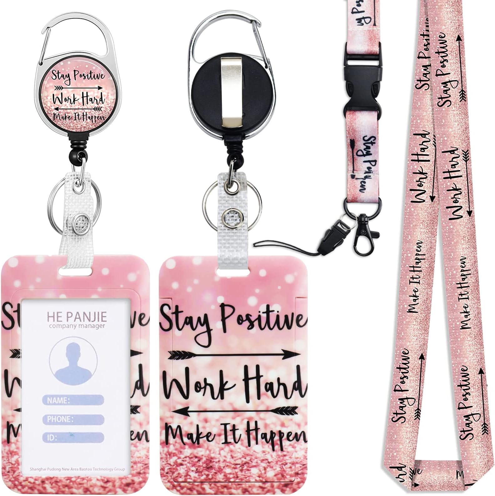 YCDKK ID Badge Holder with Lanyard and Retractable Badge Reel Clip Set ...