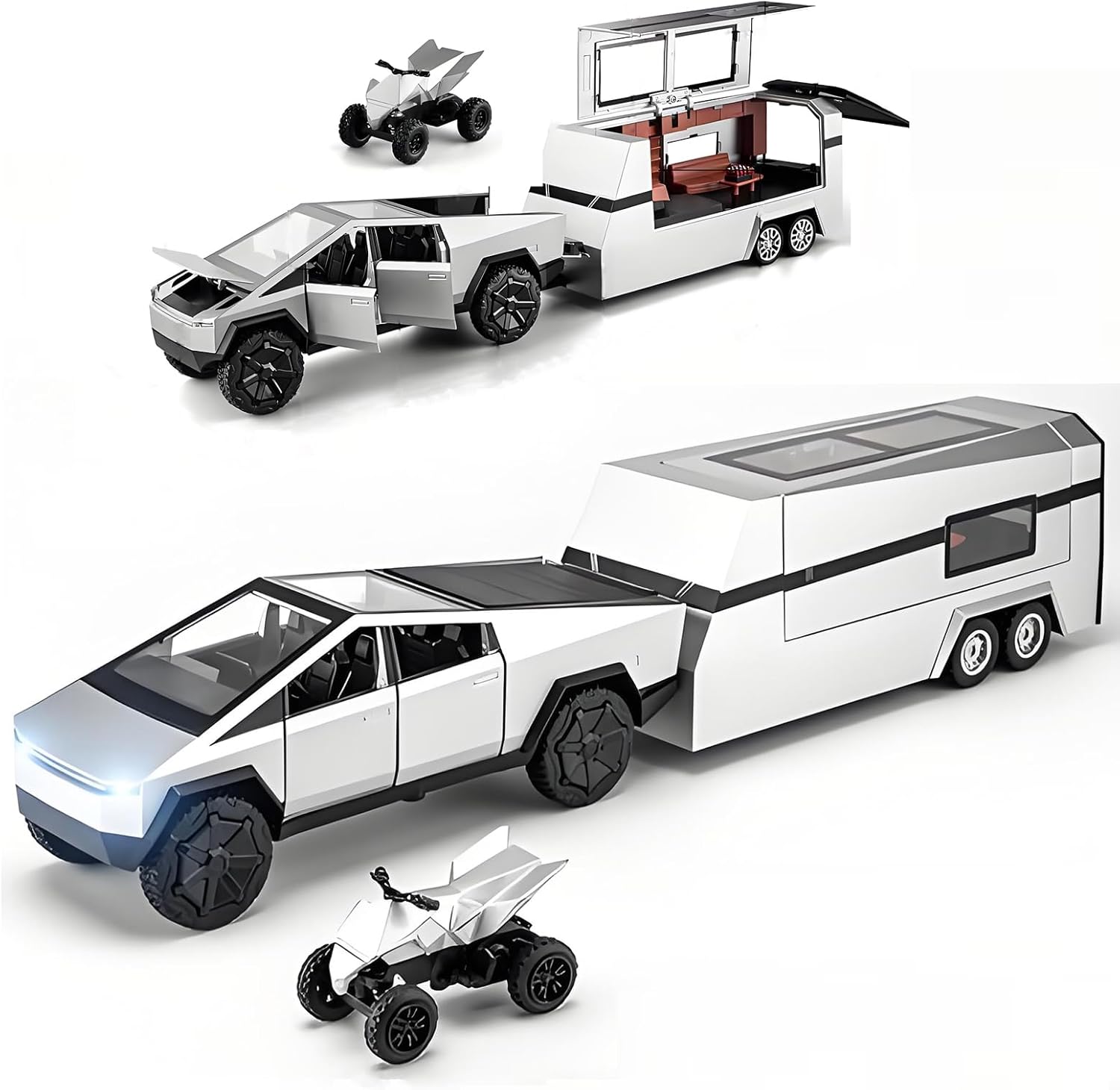 Cybertruck Toy Trucks with RV Motorcycle Cybertquad Alloy Die-cast ...
