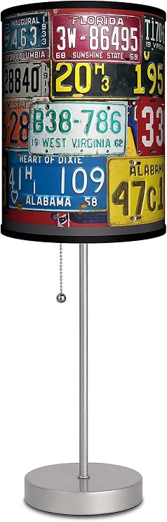Lamp-In-A-Box Vintage License Plates Table Lamp Shade Light - Farmhouse ...