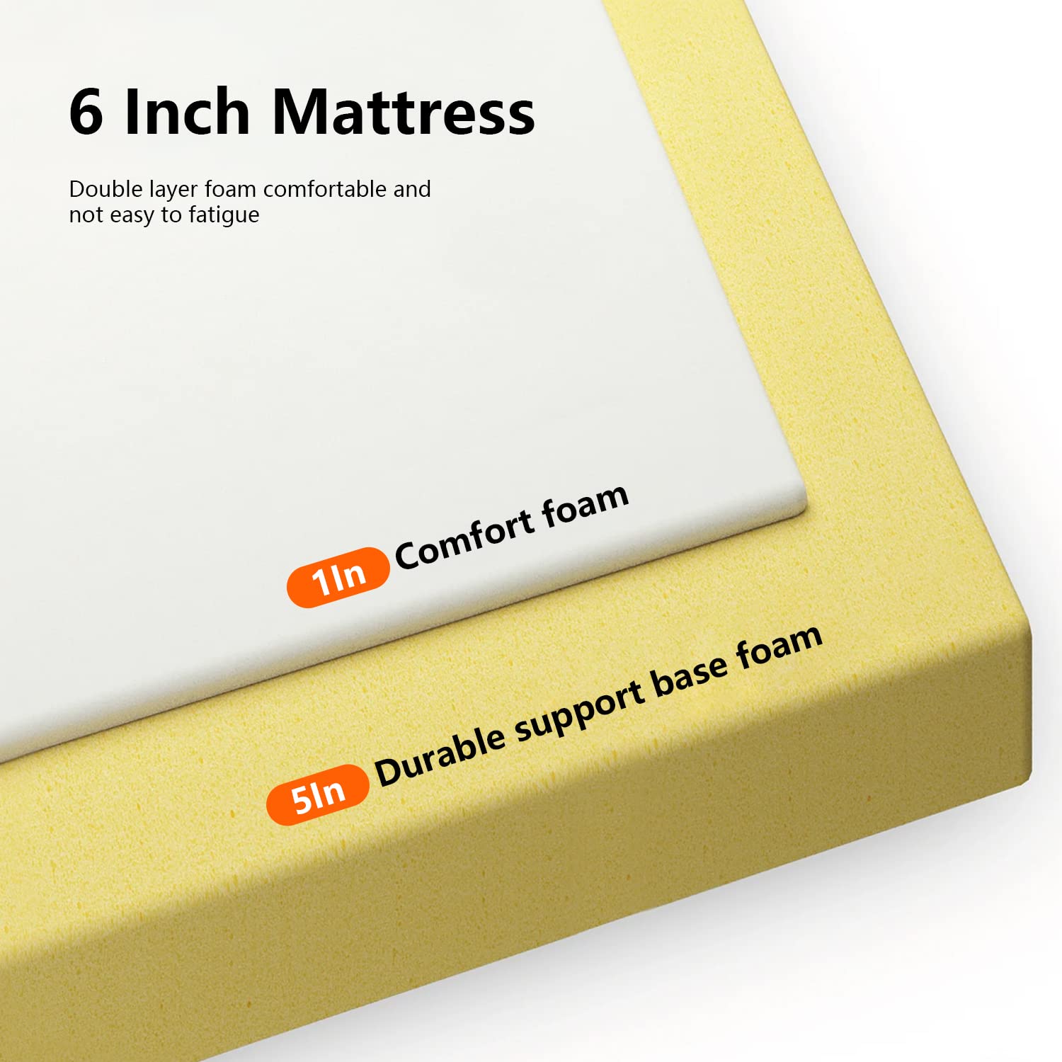 Snapklik.com : Full Size Mattress,6 Inch Base Foam Mattress In A Box ...