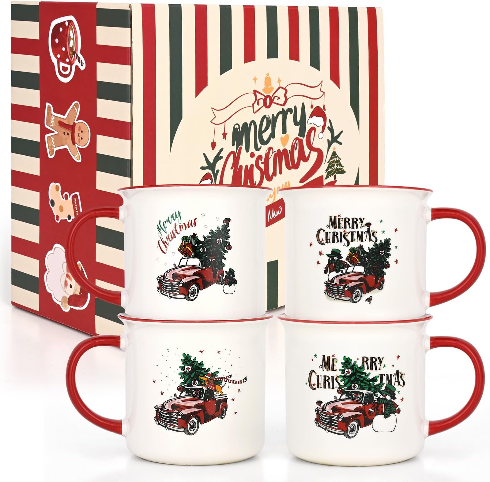 Amazon.com: Coloch Set of 6 Christmas Coffee Mugs, 12 Oz Ceramic Coffee ...