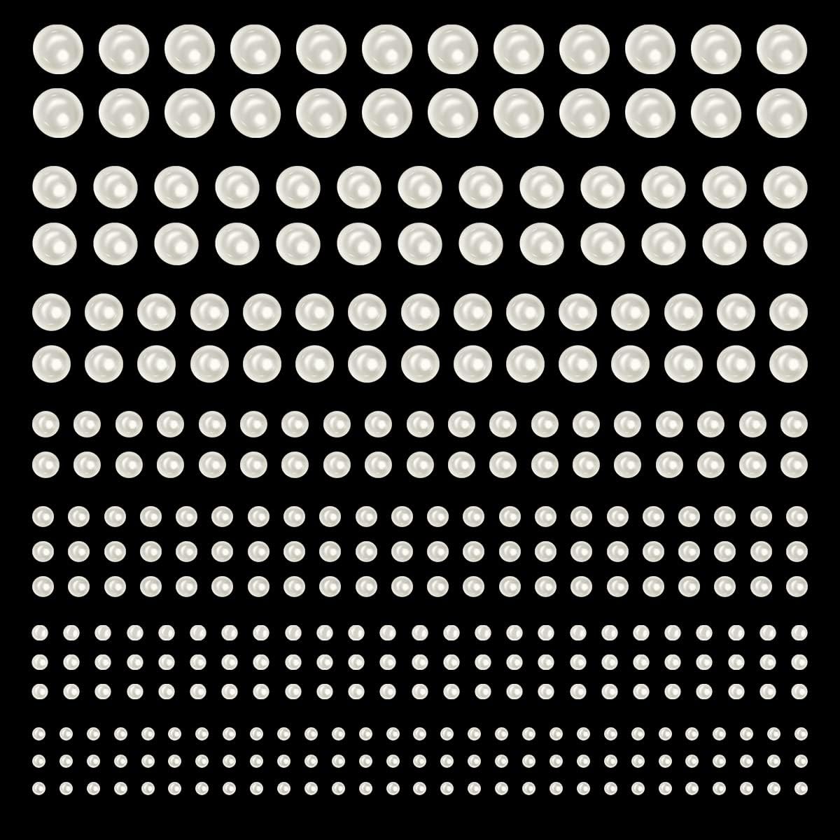 Amazon.com: 2150 Pcs Self Adhesive Pearl Stickers, White Flat Back ...