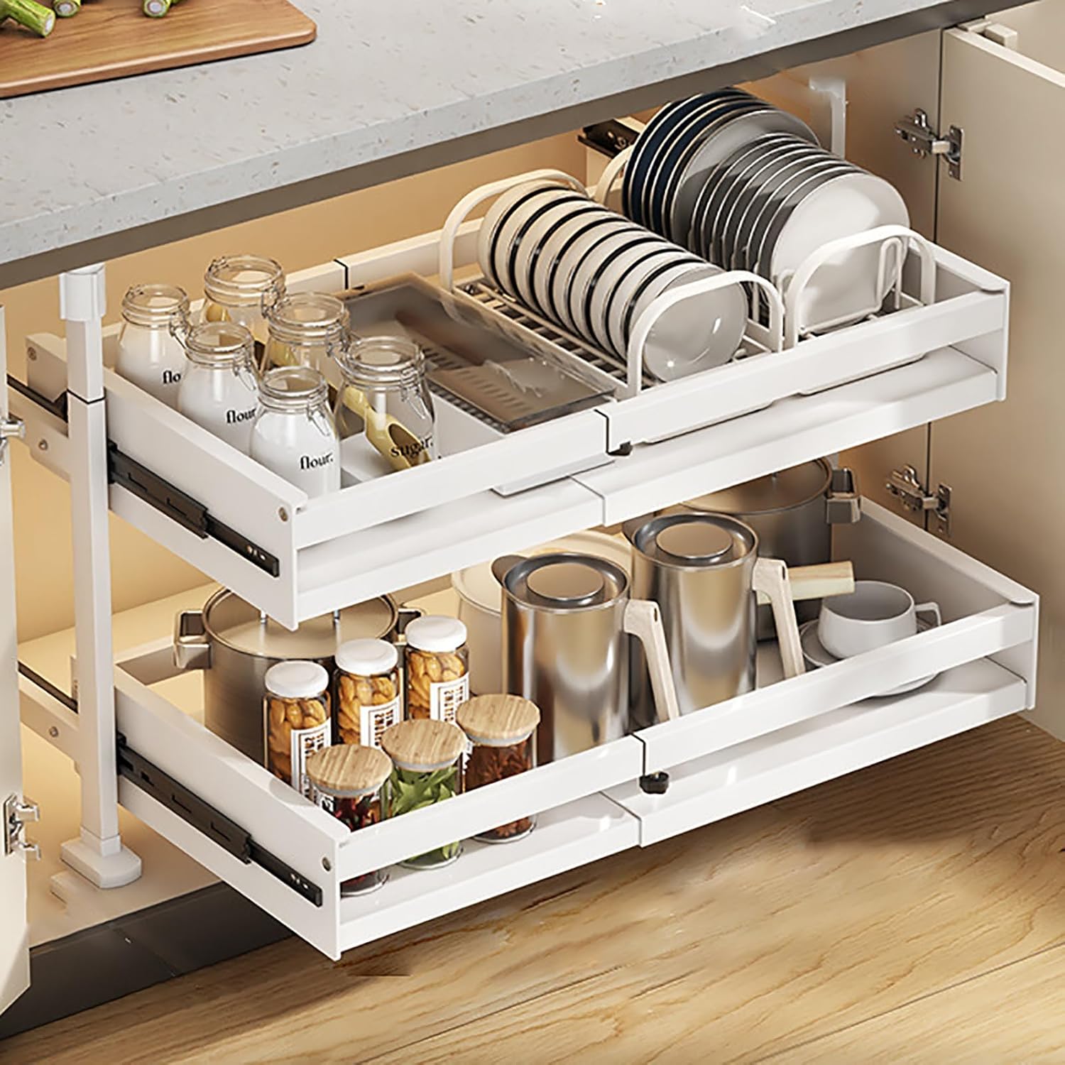 Pull Out Kitchen Cabinet Organizers Sliding Drawers No Drill ...