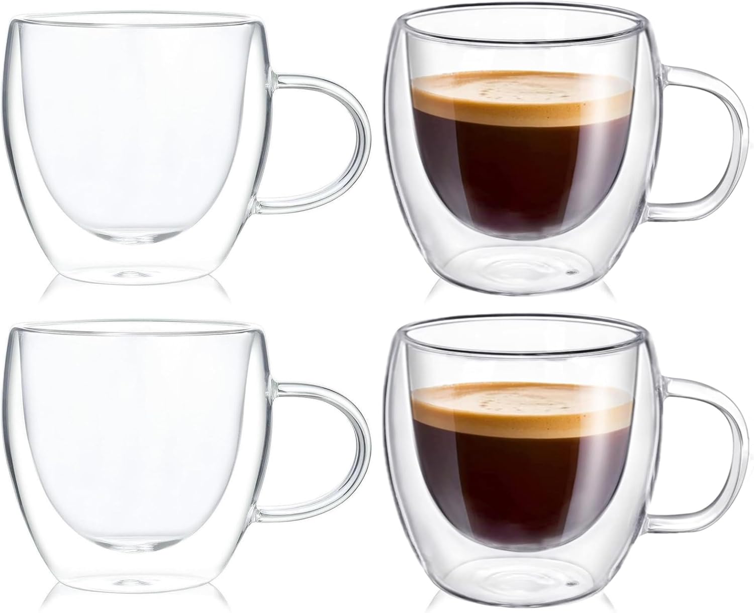 Amazon.com | Generic 4-Pack 5 Ounces Double Wall Clear Glass Coffee ...