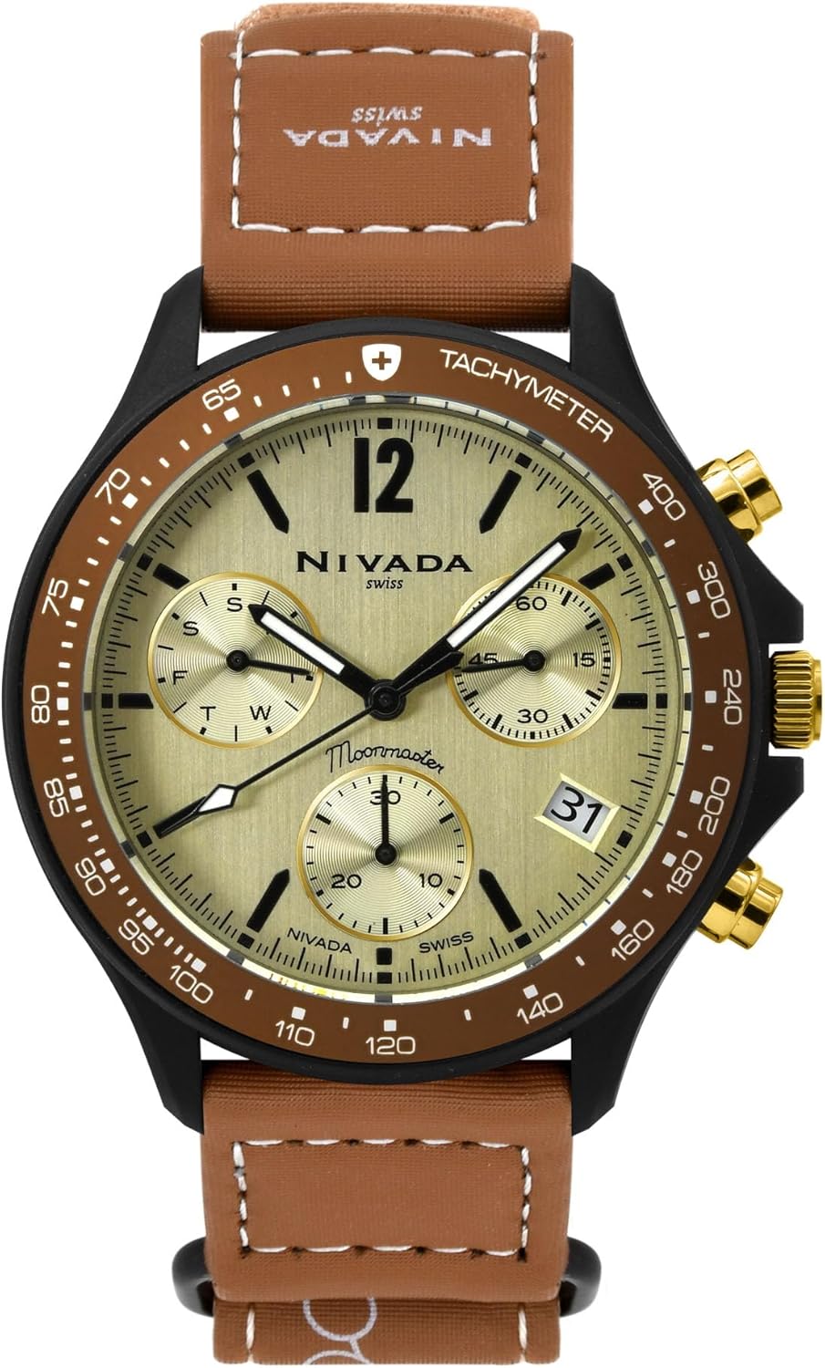 Nivada Swiss Moonmaster Reloj para Hombre Carátula Oro Indicadores ...