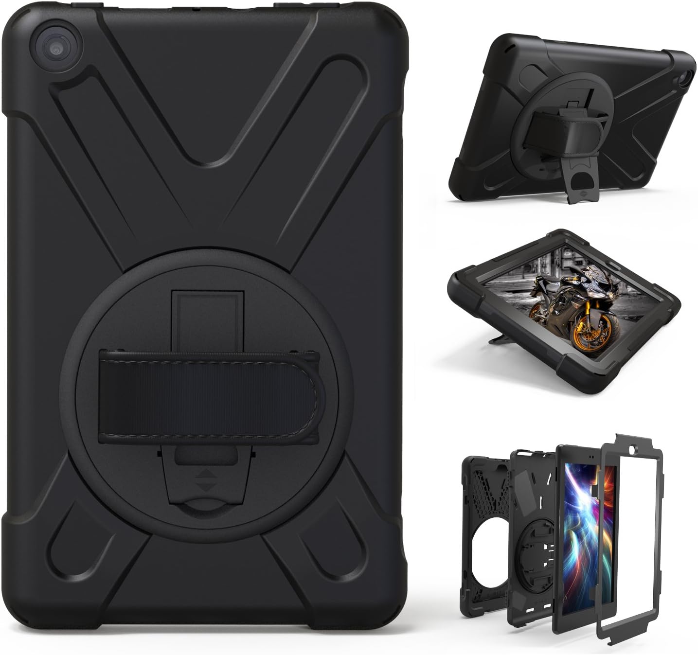 Amazon Fire HD 8 (8th/7th Generation) Case, Heavy Duty Stand Shockproof ...