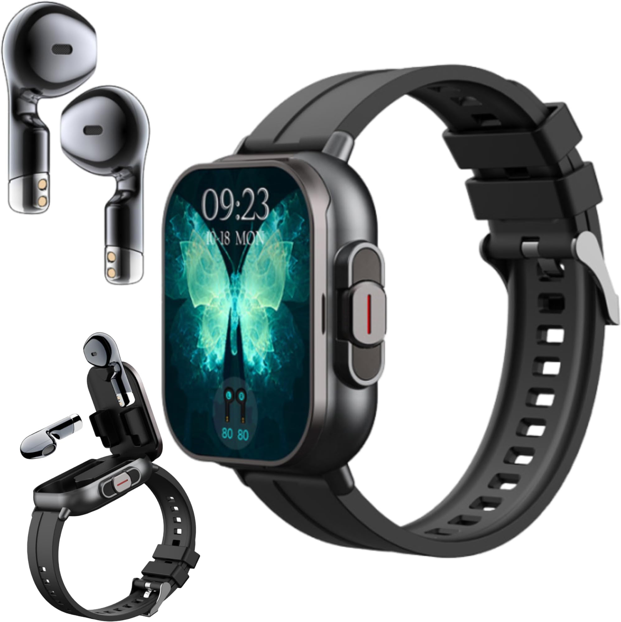 Bewinner Smart Watch with Earbuds - Innovative 2 in 1 Design, 2.01 Inch Screen Silicone Band ...