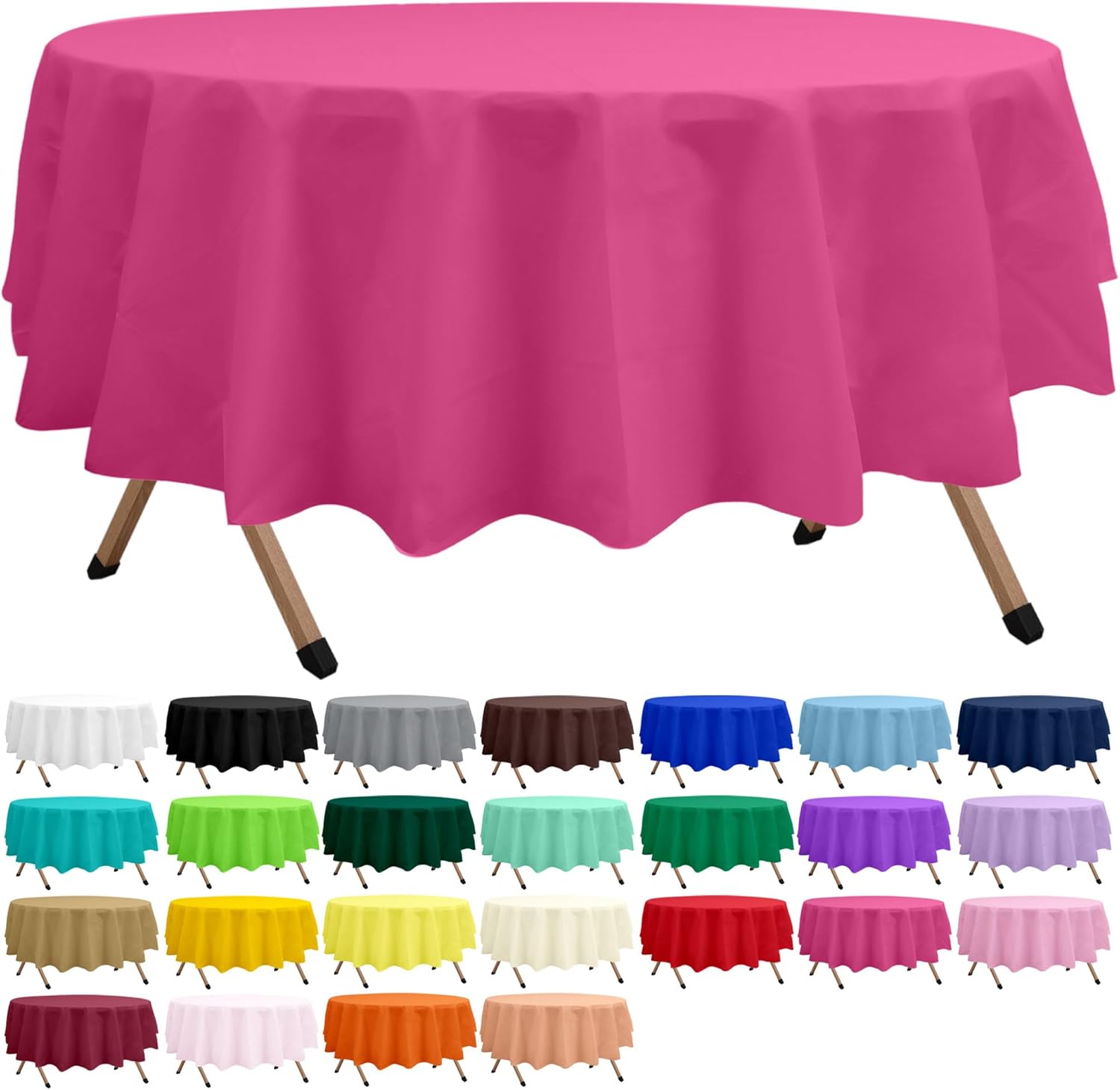 Amazon.com: dinexlence 2 Pack Hot Pink Premium Plastic Tablecloth Round ...