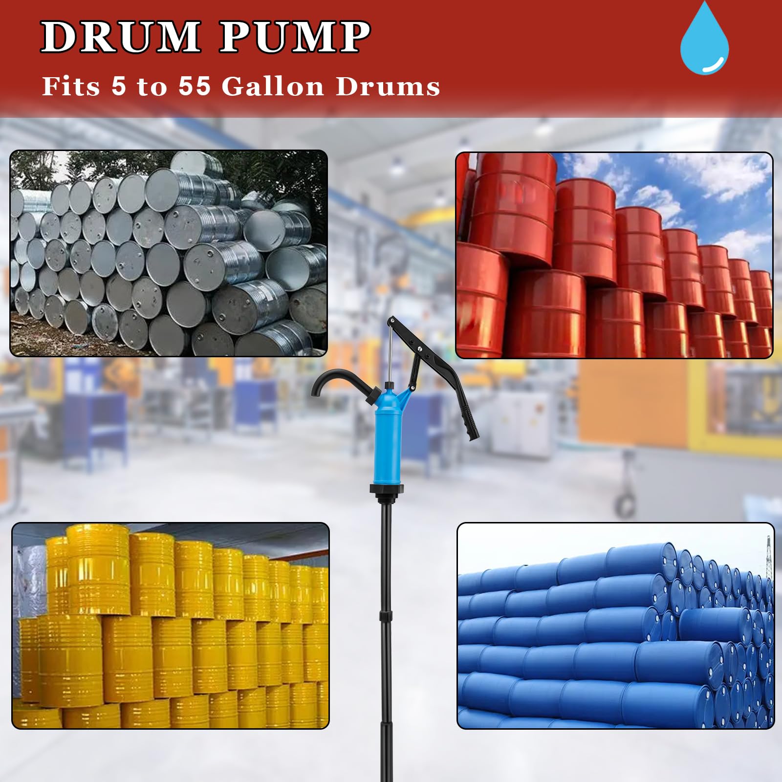 Snapklik.com : 55 Gallon Drum Pump, Lever Action Barrel Pump Fits 5-55 ...