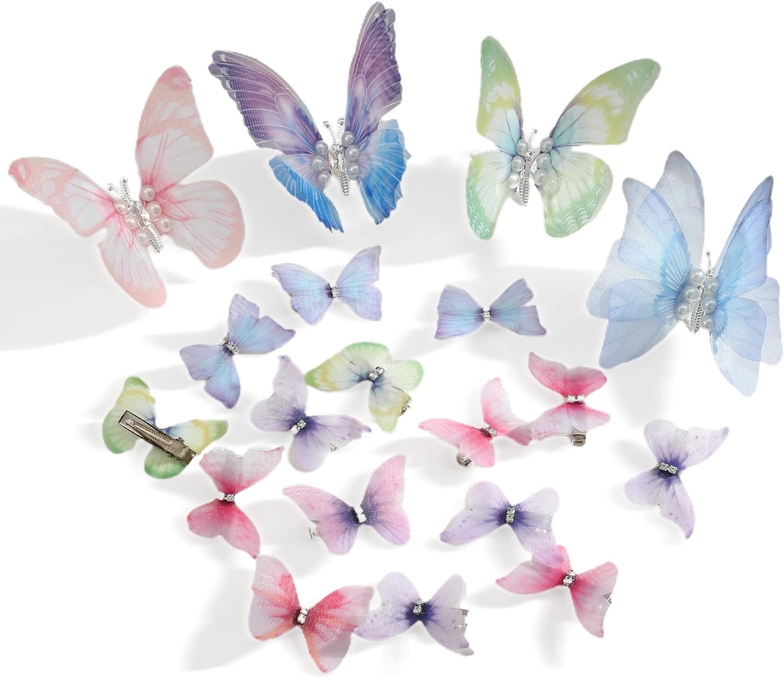Amazon.com : Liasun 6Pcs/pack 3D Colorful Organza Butterfly Hair Clips ...