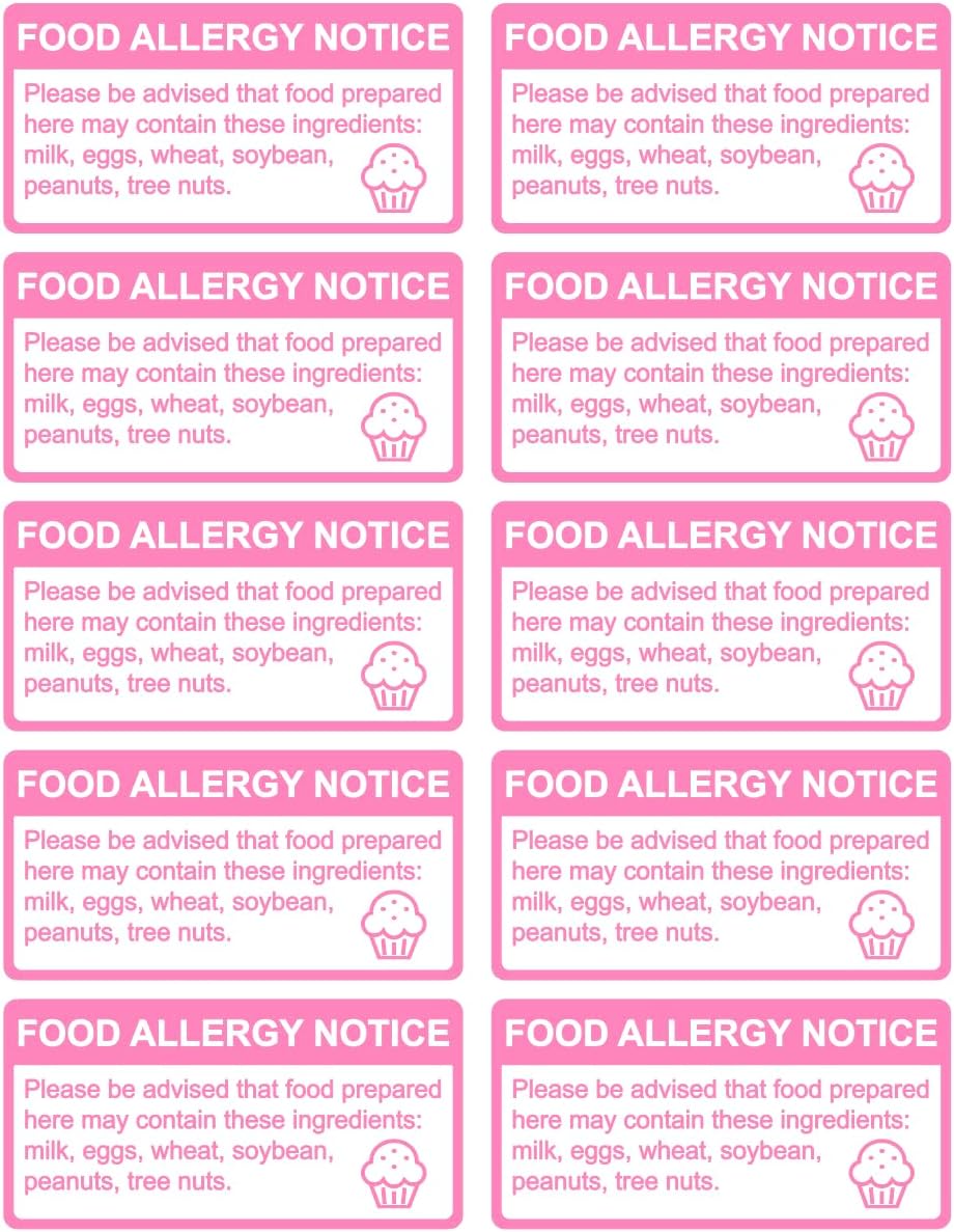 Amazon.com : 500PCS 1x2'' Pink Removable Food Allergy Warning Labels ...