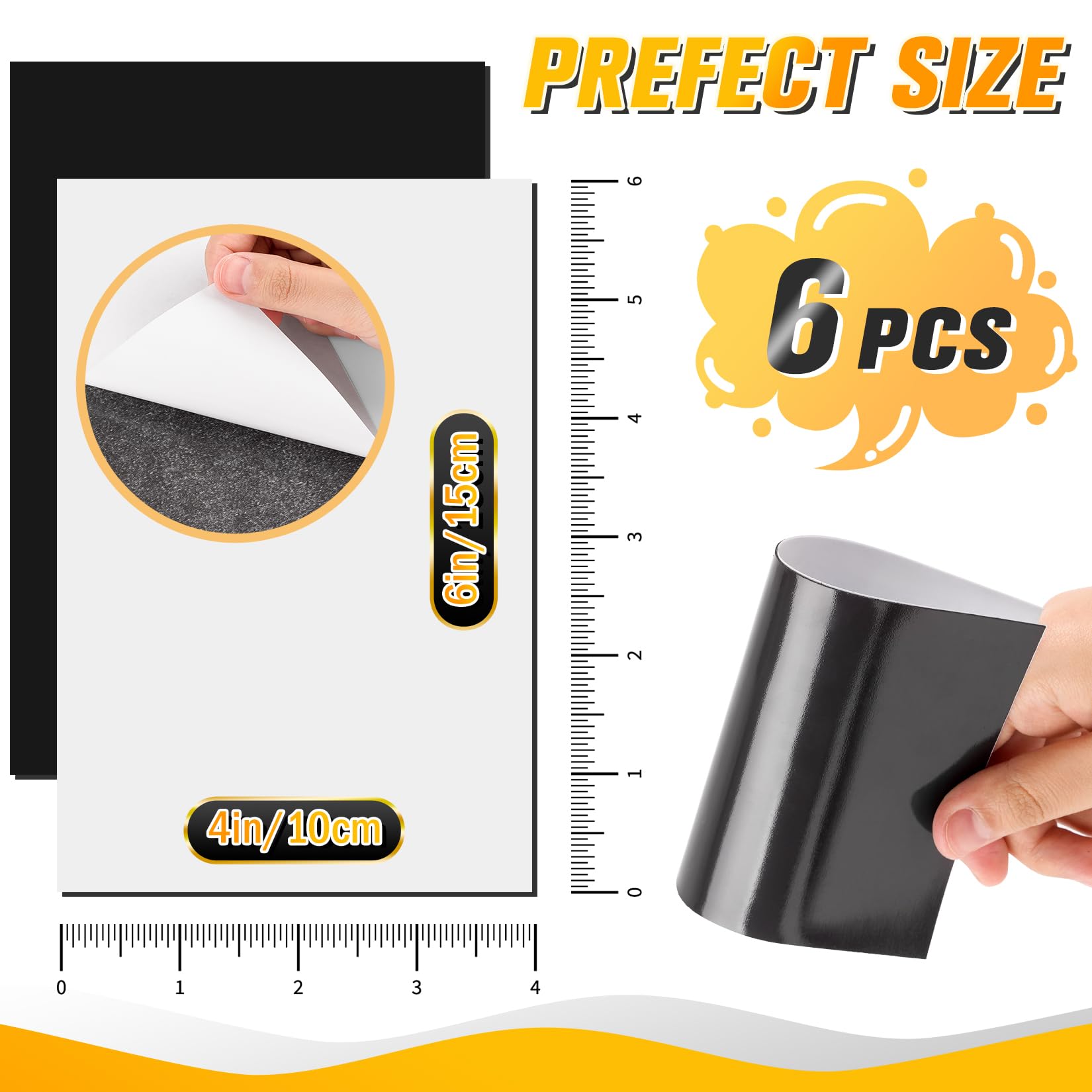 Snapklik.com : Magnetic Sheets, 6 Pack, 4" X 6", Black, Paper, Peel And ...