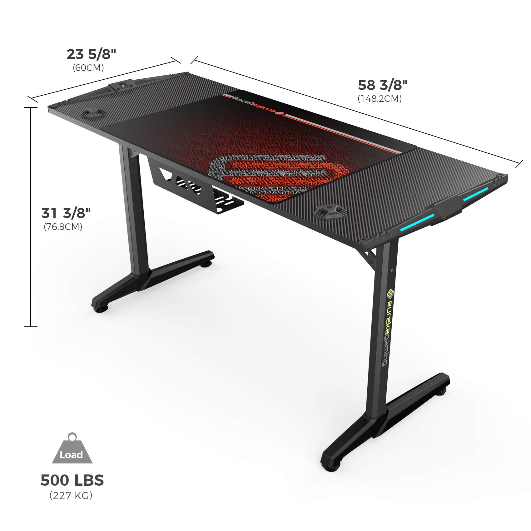 EUREKA ERGONOMIC 55 Inch Gaming Desk,I Shaped PC Gaming Computer Desk ...