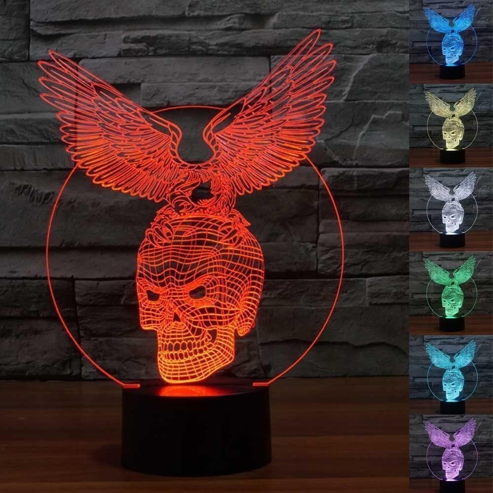 HPBN8 Ltd 3D Eagle and Skull Night Light USB Touch Switch Decor Table ...
