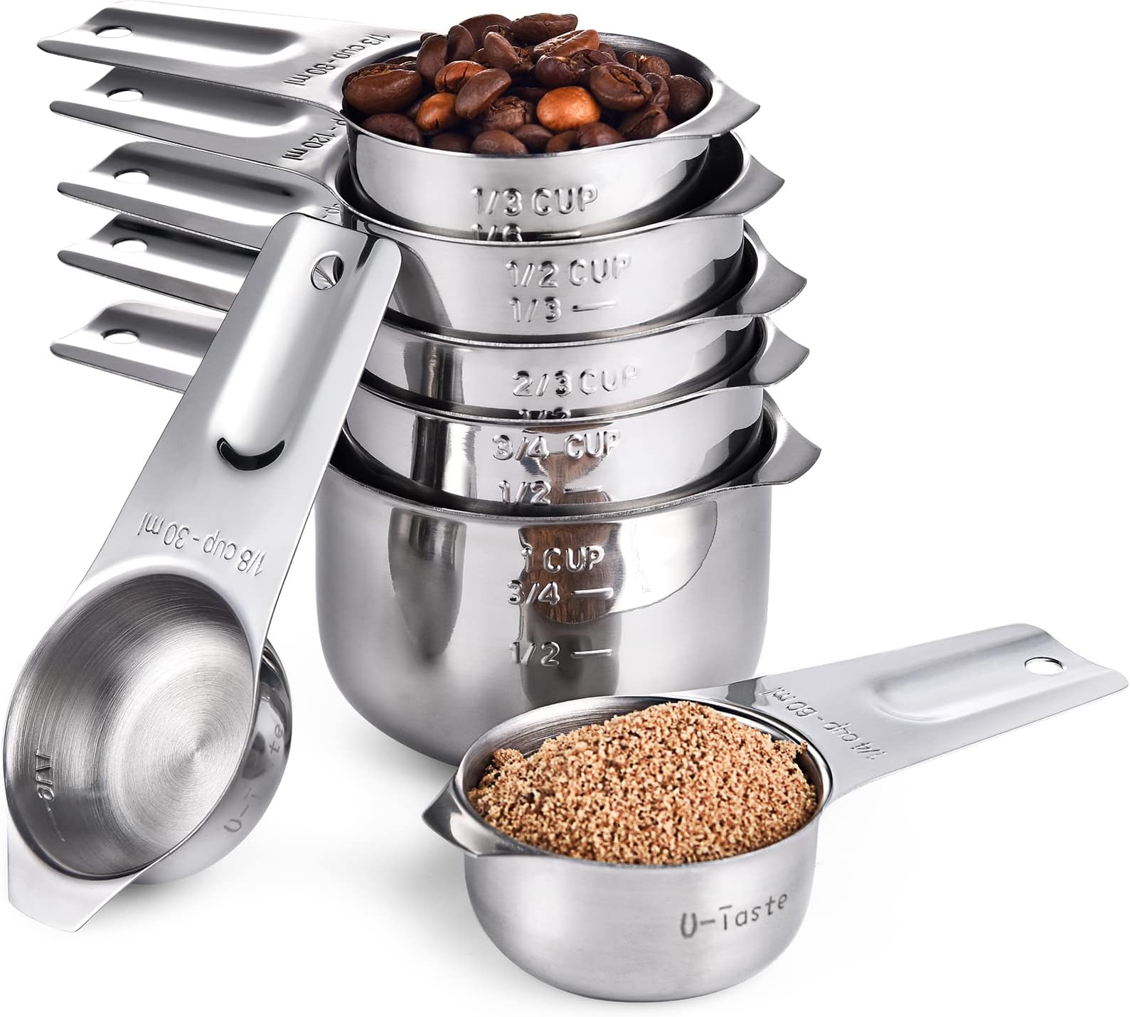 Measuring Cups Stainless Steel 7 Piece Stackable Set for Dry or Liquid ...